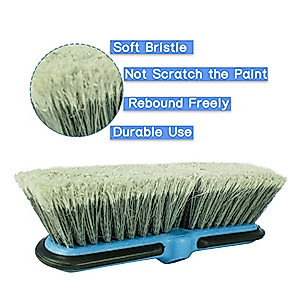 GIANT BEAR Soft Bristle car wash Brush Head (10"), Streamlined, Non-damaging, Scratch-Free, fits Standard Acme 3/4" trapezoidal Threads for car/Truck/Deck/SUV/Household Cleaning.