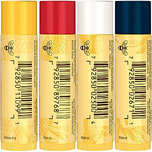 Burt's Bees Lip Balm Easter Basket Stuffers, Moisturizing Lip Care Spring Gift, for All Day Hydration, 100% Natural, Original Beeswax, Strawberry, Coconut & Pear & Vanilla (4 Pack)