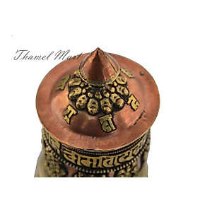 Table Top Copper Brass Tibetan Buddhist 8 Lucky Symbols Prayer Wheel