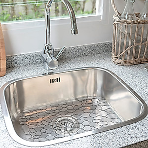 2 Pack Kitchen Sink Mat Pebble Sink Mats for Stainless Steel Sink, PVC Eco-friendly Sink Protector for Bottom of Kitchen Sink, Porcelain, Dishes and Glassware, Fast Draining, 15.8 x 11.8 In (Clear)