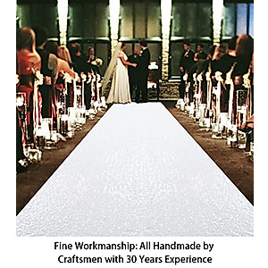White Aisle Runners for Weddings 2FTx15FT Sequin Fabric Aisle Runner Outdoor Indoor Party Supplies 15FT Long Glitter Bridal Ceremony Carpet Runner for Birthday Prom Hallway Deocration