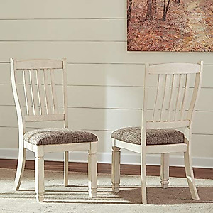 Signature Design by Ashley Bolanburg Counter Height Dining Room Table, Two-Tone & Bolanburg Upholstered Dining Room Chair Set of 2, Antique White