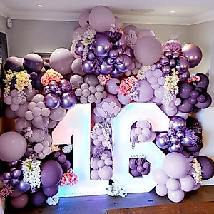 Purple Balloon Garland Arch Kit Lavender Lilac Double Stuffed Balloons Set For Birthday Baby Shower Graduation Prom Sweet 16 Encanto Wednesday Addams