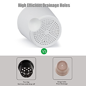 WOUSIWER Self Watering Planters 7/6.5/6/5.5/5 inch, Plant Pots with High Drainage Holes and Reservoir for Indoor Outdoor WindowSill Flowers and Plants, White