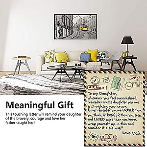 CHAOMIC Fleece Blanket to My Daughter Letter Printed Quilts Dad Mom for Daughter's Air Mail Blanket Positive Encourage and Love Daughter's Flannel Blanket Gifts (50x60in-dad)