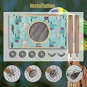 Zeinlenx Bird Nest House Parakeet Cage,Waterproof Hanging Hammock Budgie Toys Bed for Small Medium Cockatiel (Flat-M)