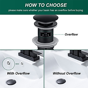 HAMOLER 4 Inch Centerset Waterfall Bathroom Faucet 2 Handle 3 Hole Basin Faucet with Pop Up Drain with Overflow, Vanity Faucet Matte Black