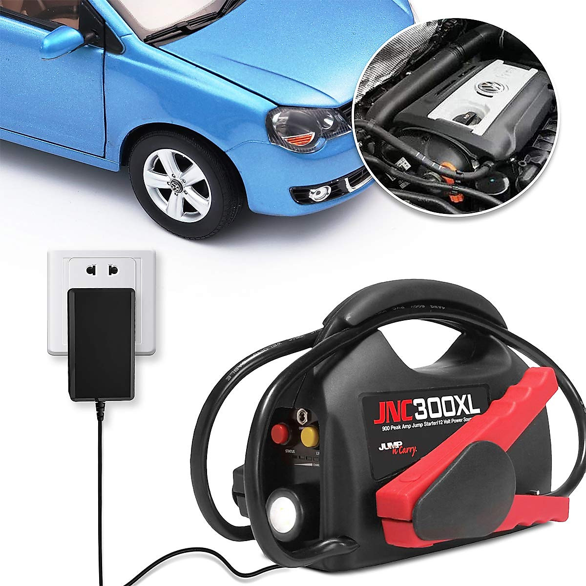 PwrON AC to DC Adapter Compatible with Jump-N-Carry Clore JNC300XL KKC-JNC212 900 SOLJNC212, KKC-JNC212 / CS1000 JNC300XL Solar 300XL 900 Peak Amp 12-Volt Jump Starter Power Supply Cord w/Small Jack