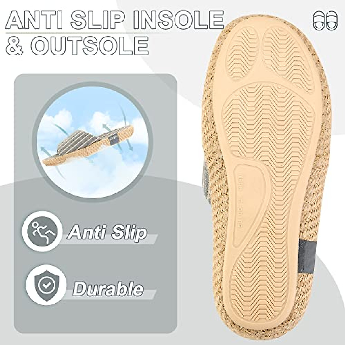 YARSOU House Slippers for Women Indoor Open Toe Women House Slippers Cotton and Linen Shoes Breathable Home TPR Outsole