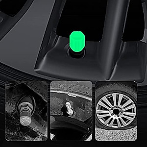 12 PCS Glow in The Dark Tire Valve Caps Fluorescent Stem Cars, Universal Noctilucent Waterproof Car Wheel Tire Caps for Car, SUV, Motorcycle, Truck, Vehicle（Green