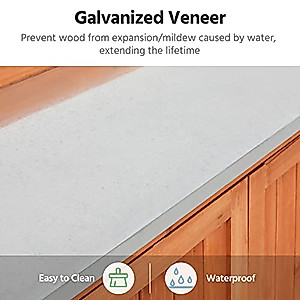 Topeakmart Potting Bench Table - Wooden Storage Cabinet with Removable Shelf & Flexible Space & Metal-Plated Tabletop for Outdoor Garden Patio,Brown