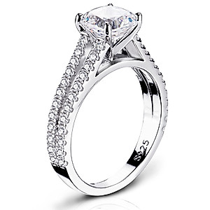 Rinxes Cushion Cut Moissanite Rings 7*7mm 2ct D Color VVS1 925 Silver Promise Ring Anniversary Engagement for Women Sizes 5-10 (Moissanite, 5)