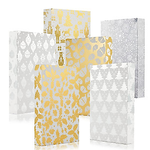 UNIQOOO 12Pcs Embossed Rose Gold Bridesmaid Proposal Boxes with lid, M 9.5x6.5x4 Inch, Foldable Holiday Gift Wrap Box for Lightweight Gifts, Christmas, Bridal Shower Wedding Gift Packaging