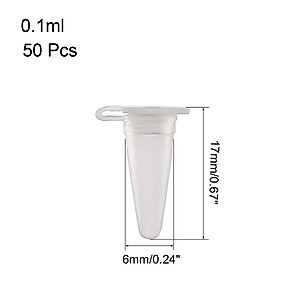 uxcell 50 Pcs 0.1ml Plastic Centrifuge Tubes with Snap Cap, Polypropylene Graduated Micro Centrifuge Tube, Conical Bottom, Clear, Storage Container for Beads Sample Lab