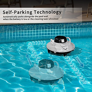 Knocokie Cordless Pool Vacuum Cleaner, Robotic Pool Cleaner, Lasts 120min, Dual-Motor,Smart Navigation and Parking System, LED Indicator, Suitable for Flat Pools Up to 1000 sq. ft 1-year warranty