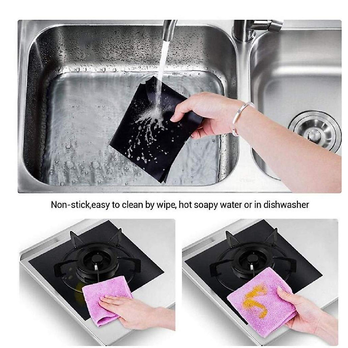 liboyixi Stove Burner Covers 8 Pack Reusable Gas Range Cuttable,Easy to CleanProtectors,Non-stick Stovetop Burner Liner Cover-Size 10.6"x 10.6"-Double Thickness 0.2mm,BPA Free, Heat-resistant。