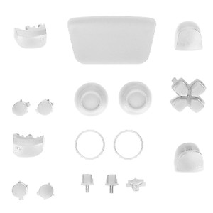 Kafuty-1 Buttons Full Set for PS5 Controller,Joysticks Dpad R1 L1 R2 L2 Direction Key ABXY Buttons, Replacement Button Repair Kit for PS5 Game Console(White)