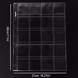 200 Pockets Coin Binders Pages - 1.77 inch Holders 10 pcs Loose-Leaf Sheets Acid-Free Collection Holders for Medallion Coin Stamp Currency Collecting Supplies 45x45 mm / 1.77x1.77 inch CS03220
