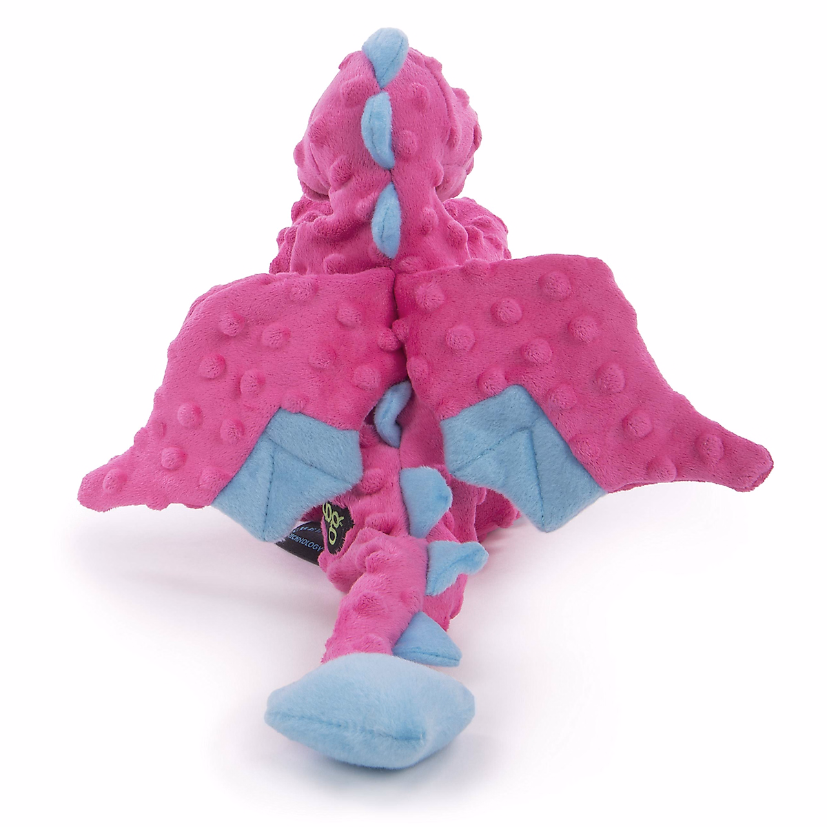 goDog Bubble Plush Dragons Squeaky Dog Toy, Chew Guard Technology - Pink, Large