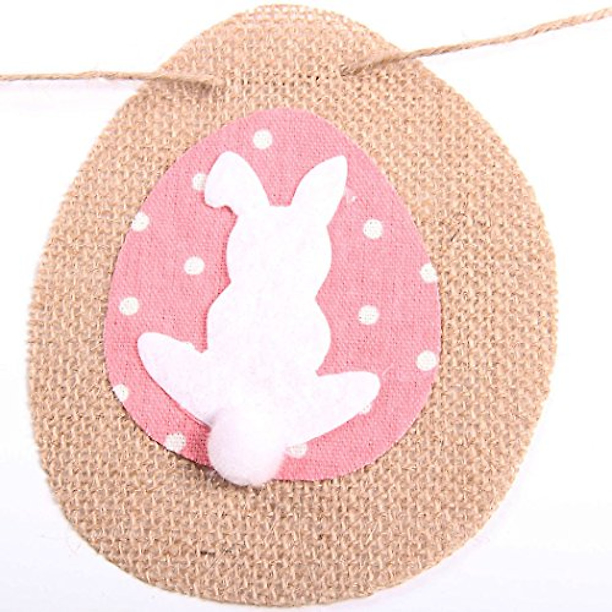 Faylapa Bunny Burlap Banner Flags Bunting for Easter Party Favors Decoration Spring Photo Prop