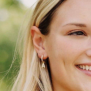 SANNYRA Initial Earrings for Women | Initial Hoop Earrings | Letter A Dangle Earrings for Women | CZ Hypoallergenic Gifts for Women