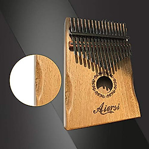 Aiersi Full Pack Armrest Gecko Design Portable 17 key Koa Kalimba instrument Finger Thumb Piano with free bag music songbook tuning hammer stickers（Carefulness）