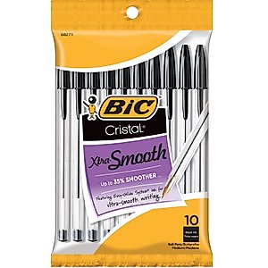 Bic Cristal Stic Medium Ball Pen, Black 10 ea ( Pack of 6)