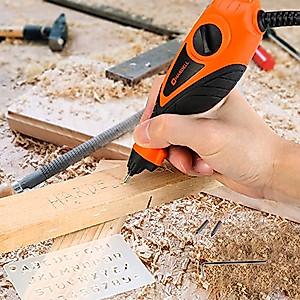 HARDELL Engraver,5 Speed Etching Power Tool Equipped with Soft Rubber Handle and Tungsten Carbide Steel Bits,Mini Multi-Function Engraver for Tile,Metal,Stone,Wood,Leather,Glass,PVC Pipe,DIY Crafts