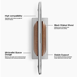 UPERGO Vertical Laptop Stand for Desk, Laptop Holder to Dock MacBook, MacBook Pro and Other Laptops, Black Walnut Wood