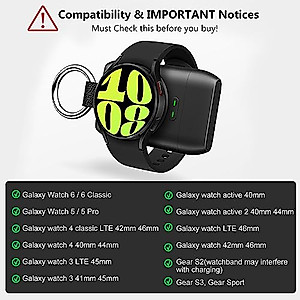 doeboe for Samsung Watch Charger, Portable Charger for Samsung Watch, Watch Charger for Galaxy Watch 6/6 Classic/5/5 Pro/4/3/Active 2/Gear S3, 1400mAh USB C Galaxy Watch Charger Accessories Keychain
