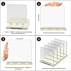 SHILFID Purse Organizer for Closet,2-Pack Shelf Divider for Closet,Bag Organizer Closet,Handbag Storage Organizer,Clear Frosted Plastic Shelf Dividers with 4 Slots for Clutches, Wallets