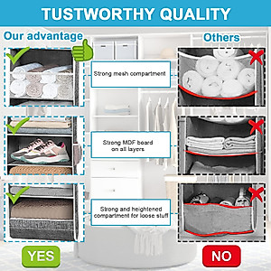 HMA Pro Hanging Closet Organizer and Storage (Heavy Duty) 5 Shelves Collapsible Hanging Closet Shelves Hanging Organizer for Closet, Camper and RV, Strong MDF Material on All Shelves.