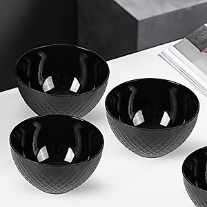 afcevnlb Unbreakable Melamine Bowls 26 OZ Dishwasher Safe BPA Free Black Bowl Dessert Bowls for Serving Soup, Oatmeal, Pasta and Salad （Set of 4）