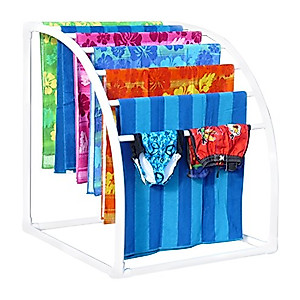 TowelMaid Original Curved 7 Bar Freestanding Outdoor Poolside Towel Rack Made in USA