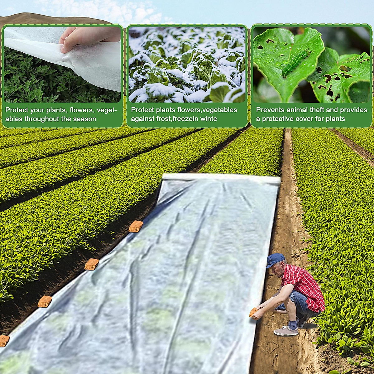 ZOZIJIU Plant Covers Freeze Protection- 0.9oz Plant Cover for Winter Freeze Rectangle Garden Floating Row Cover for Cold Protection (8X15FT)