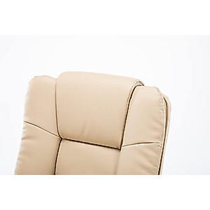 JC Home Argus Leather Recliner with Ottoman, Mahogany Wood Base, Ultra-Plush Double Foam Layered Reclining Bonded Leather Chair for Living Room and Office - (Vanilla)