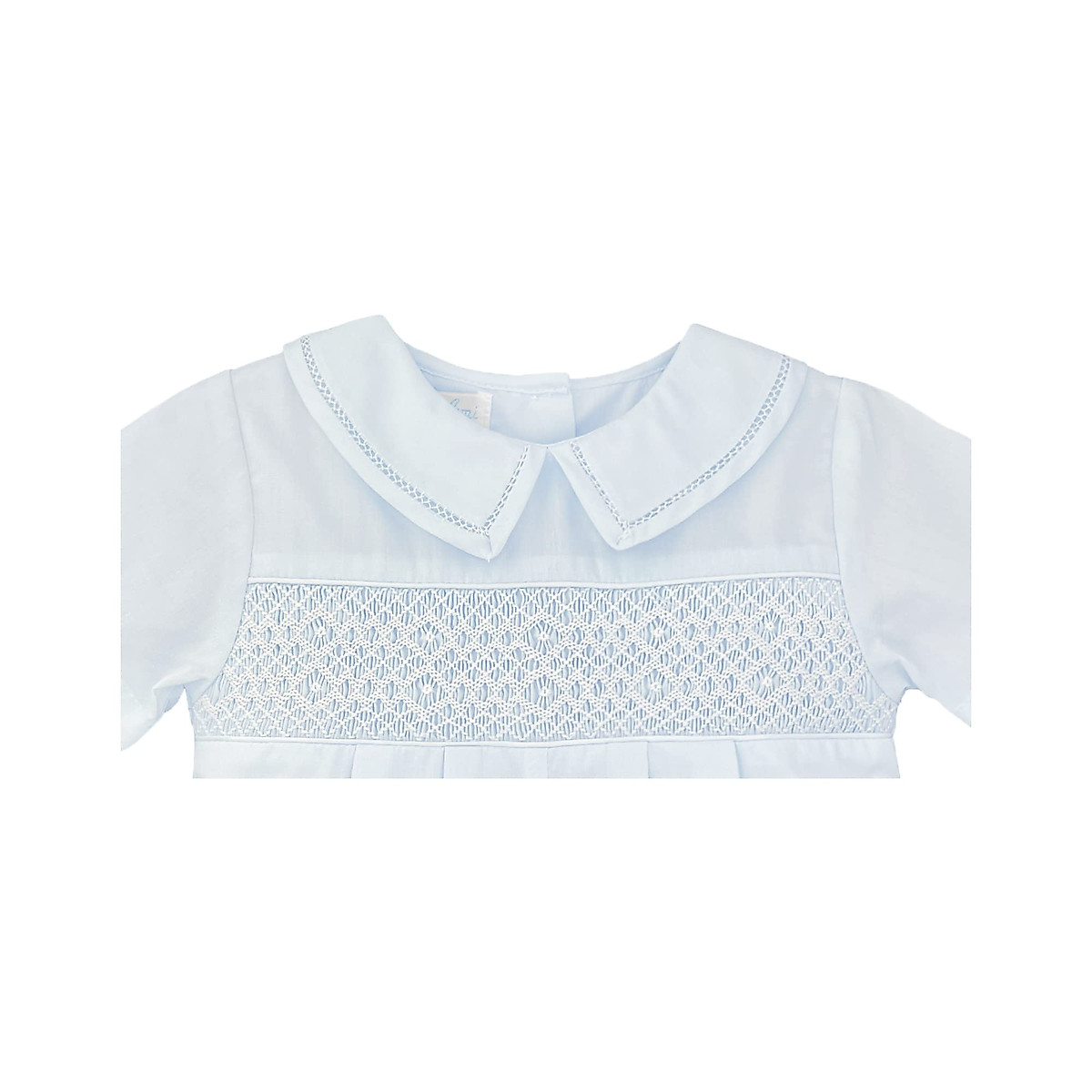 Petit Ami Baby Boys' Romper with Smocking and Faggoting, 12 Months, Blue