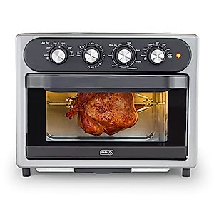 Dash Chef Series 7 in 1 Convection Toaster Oven Cooker, Rotisserie + Electric Air Fryer with Non-stick Fry Basket, Baking Pan & Rack, Skewers, Drip Tray & Recipe Book, 23L, Graphite