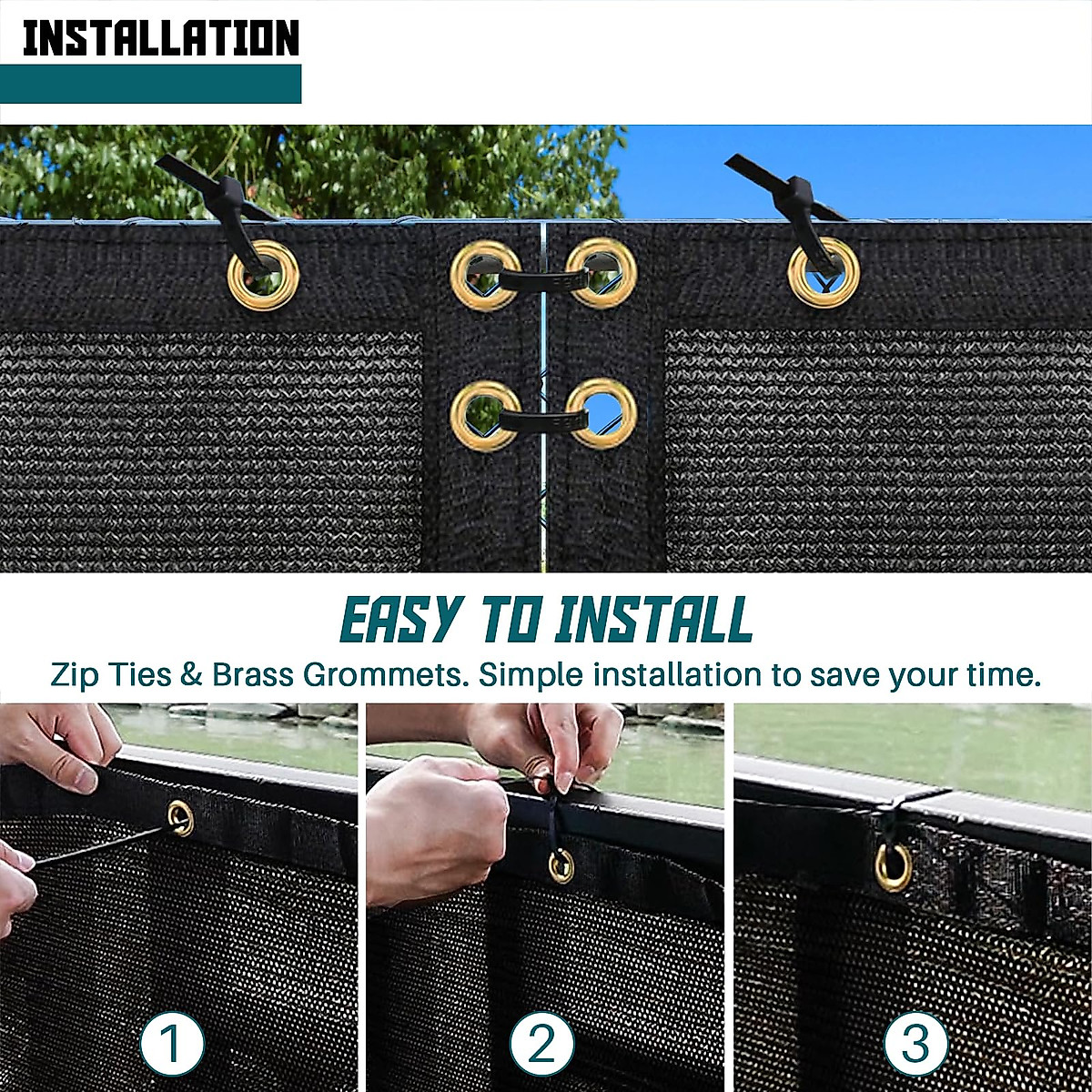 TANG 6' x 12' Beige Tan Fence Privacy Screen Fence Privacy Screen Windscreen Fence Netting Cover Privacy Blockage Excellent Airflow for Backyard Garden School with Zipties