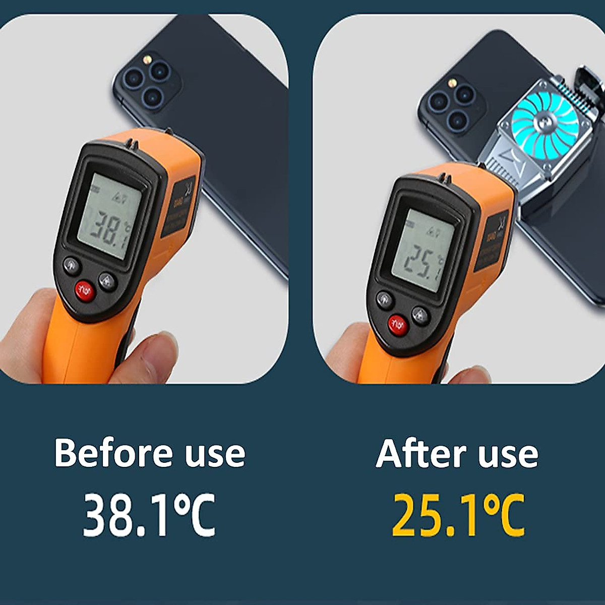 Ivishow Phone Cooler with Cooling Fan Portable Gaming Radiator Gifts for Watching Videos & Mobile Games, Compatible with 4-6.7 Inch Android & iOS Phone