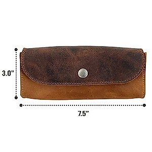 Hide & Drink, Pencil Case Handmade from Full Grain Leather - Stylish, Classic, Pen and Pencil Pouch, Organizer - Storage for Writing Utensils, Great for School, Work, Office - Single Malt Mahogany