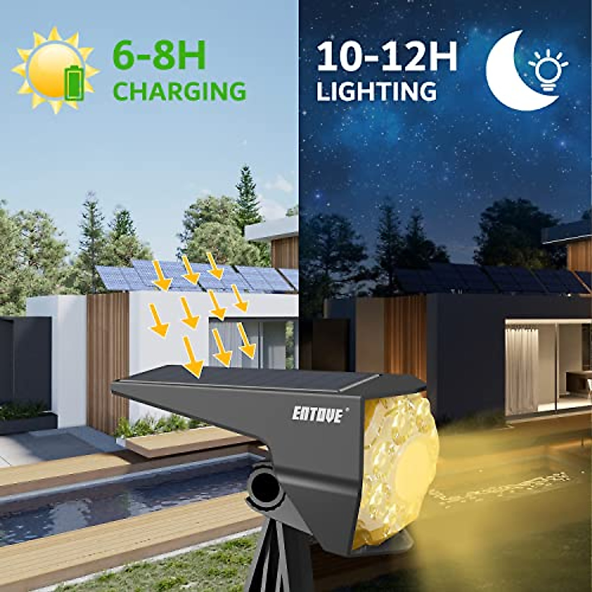 ENTOVE Solar Motion Lights Outdoor, Solar Motion Sensor Security Lights IP 67 Waterproof Solar Powered Lights 120°Adjustable Security Wall Light for Garden Patio Yard (2Pack)