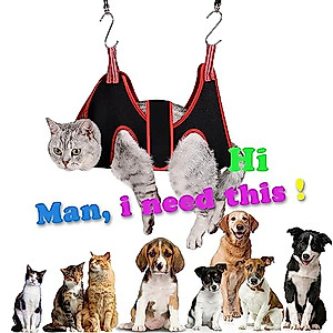 ATO-DJCX Cat Grooming Hammock Harness for Small Dogs,Pet Hammock Restraint Bag with Nail Clippers Trimmer,Nail File,Dog Grooming Sling for Trimming Nail and Ear/Eye Care(XS Size,6.5")