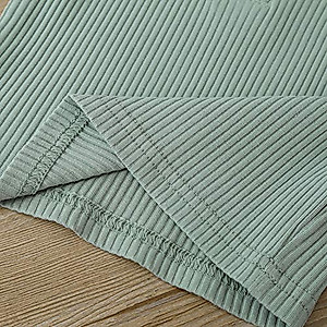 Amuhou Unisex Baby Short Sleeve T-shirts and Shorts Sets Stripe for Newborn Infant Toddler Boy Girls (White/Light Green, 0-6 Months)