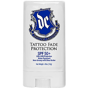 Devoted Creations Tattoo Fade Protection Stick with SPF 50+ UVA-UVB Protection, Water Resistant, Non-Greasy with Shea Butter .49oz (Pink/Blue)