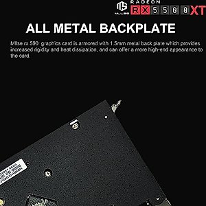 Mllse RX 5500 XT Graphics Card, 8GB GDDR6 128-bit PCIe 4.0×8 Gaming Video Card 1080p 2K Game Desktop GPU