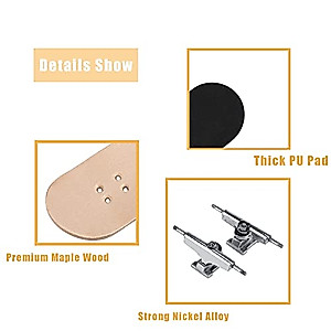 Lazmin Wood Finger Skateboard Alloy Stent Bearing Wheel Fingerboard Novelty Toy Reduce Pressure Kids Gifts(White)