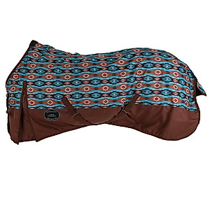 Showman Orange/Turquoise Southwest Print 1200D Turnout Horse Sheet (76)
