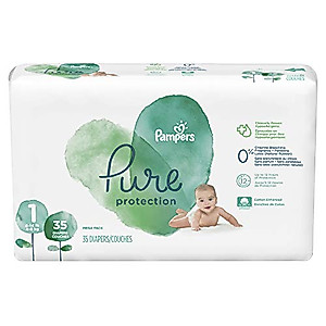 Diapers Newborn/Size 1 (8-14 lb), 35 Count - Pampers Pure Protection Disposable Baby Diapers, Hypoallergenic and Unscented Protection, Mega Pack (Old Version)