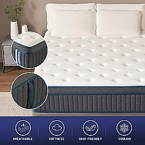 King Mattress, Lechepus 14 Inch Hybrid Mattress,Plush Gel Memory Foam and Pocket Springs Mattress in Box,Fiberglass Free,King Size Mattressfor Cooler Supportive & Back Pain Relief, 76" X 80" X 14"